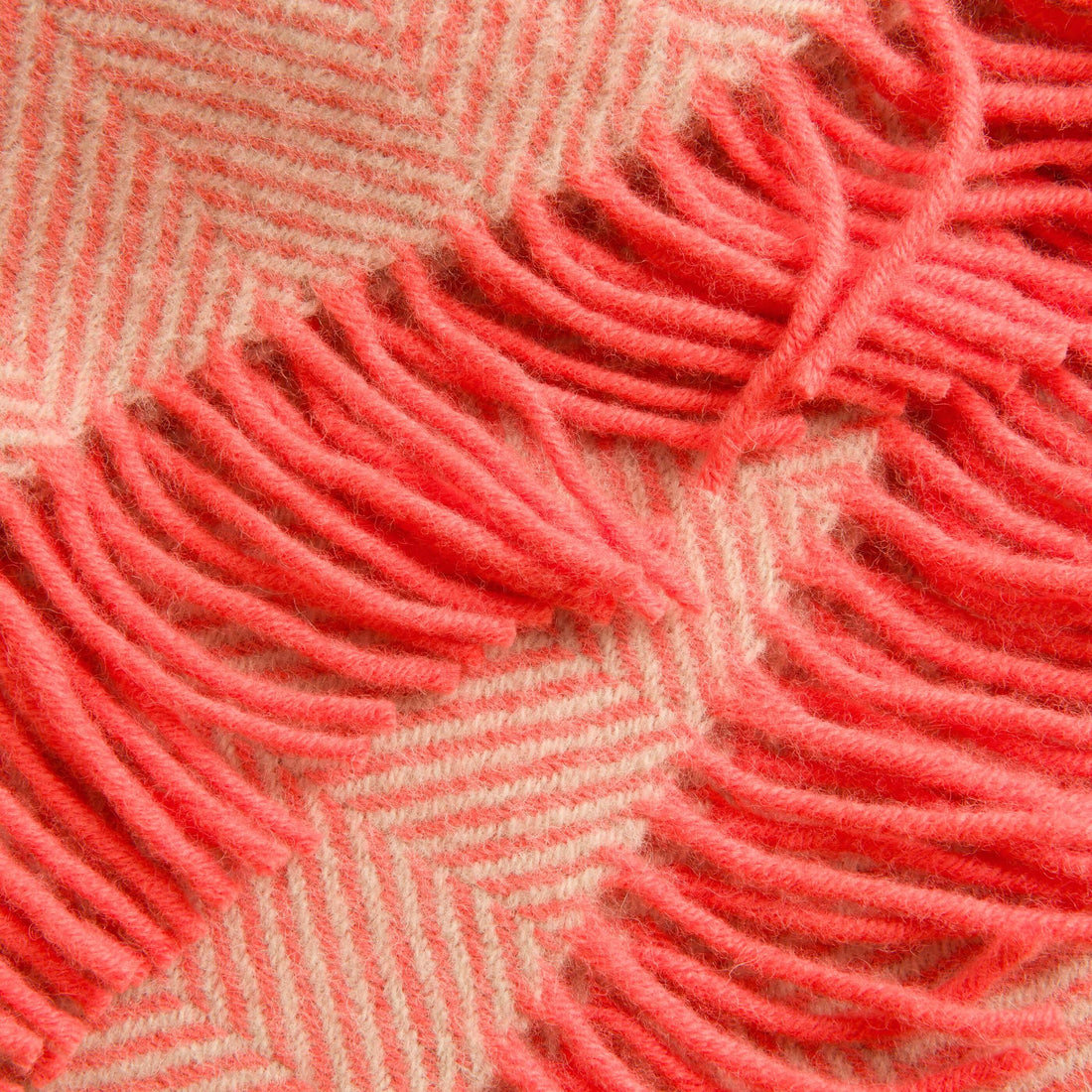 Bright Peach Herringbone Pure Wool Throw | Soak&Sleep