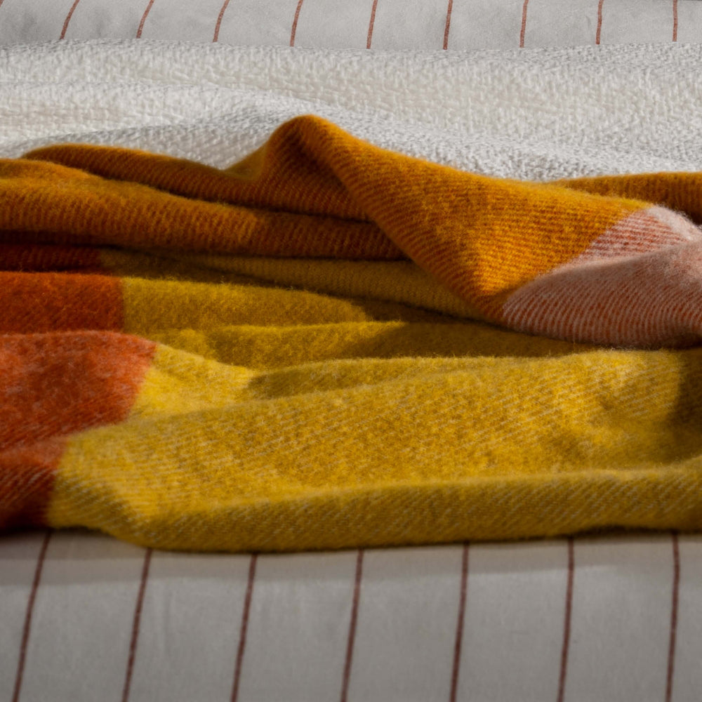 Cinnamon Wool Block Colour Check Throw | Soak&Sleep