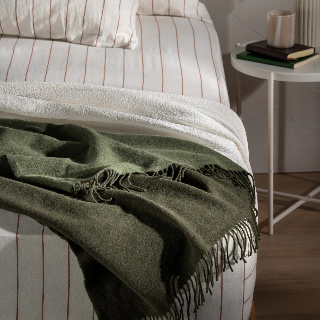 Olive Green Luxury Wool with Cashmere Throw | Soak&Sleep