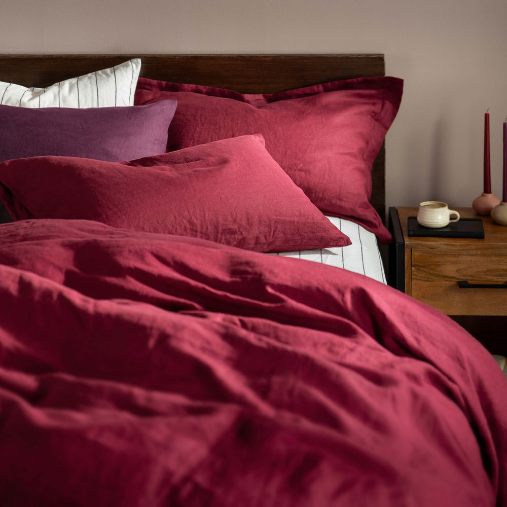Raspberry French Linen Bedding & Bed Sheets