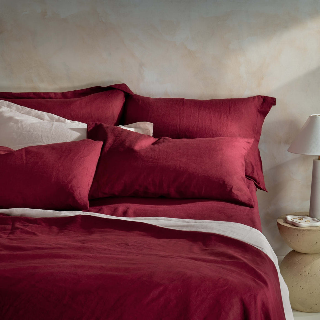 Raspberry French Linen Bedding & Bed Sheets