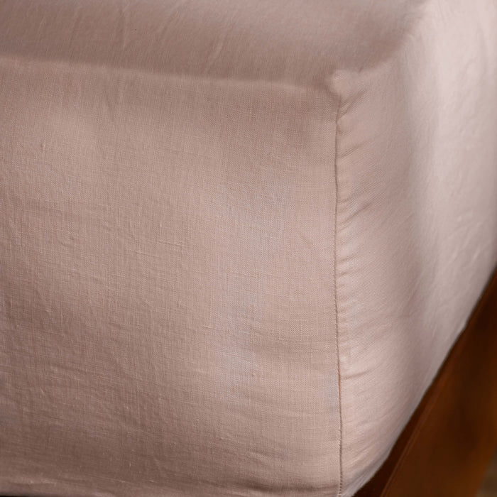 Soft Pink French Linen 40cm Fitted Sheet | Soak&Sleep